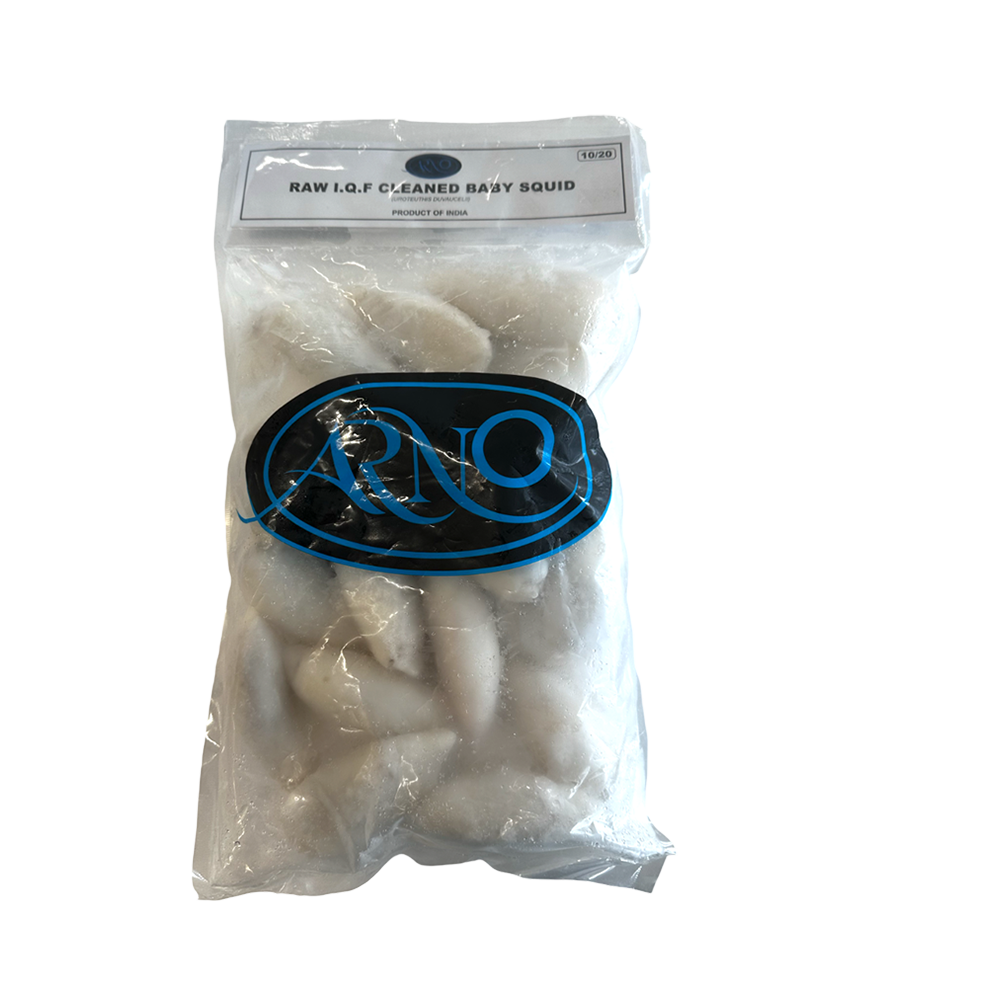 ARNO IQF Whole Cleaned Baby Squid 10/20 1KG (800gnet) (Frozen)