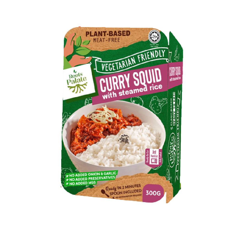 Roots Palate Vegetarian Curry Squid With Steamed Rice 300g