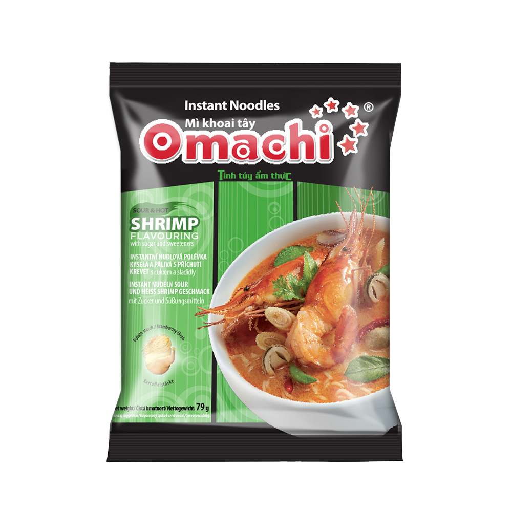 OMACHI Instant Noodles With Potato Starch _ Sour And Hot Shrimp Flavou
