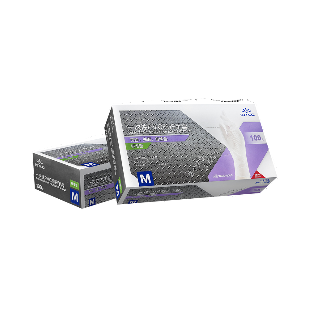 INTCO Disposable Vinyl Gloves - Natural Color Size M 100pcs
