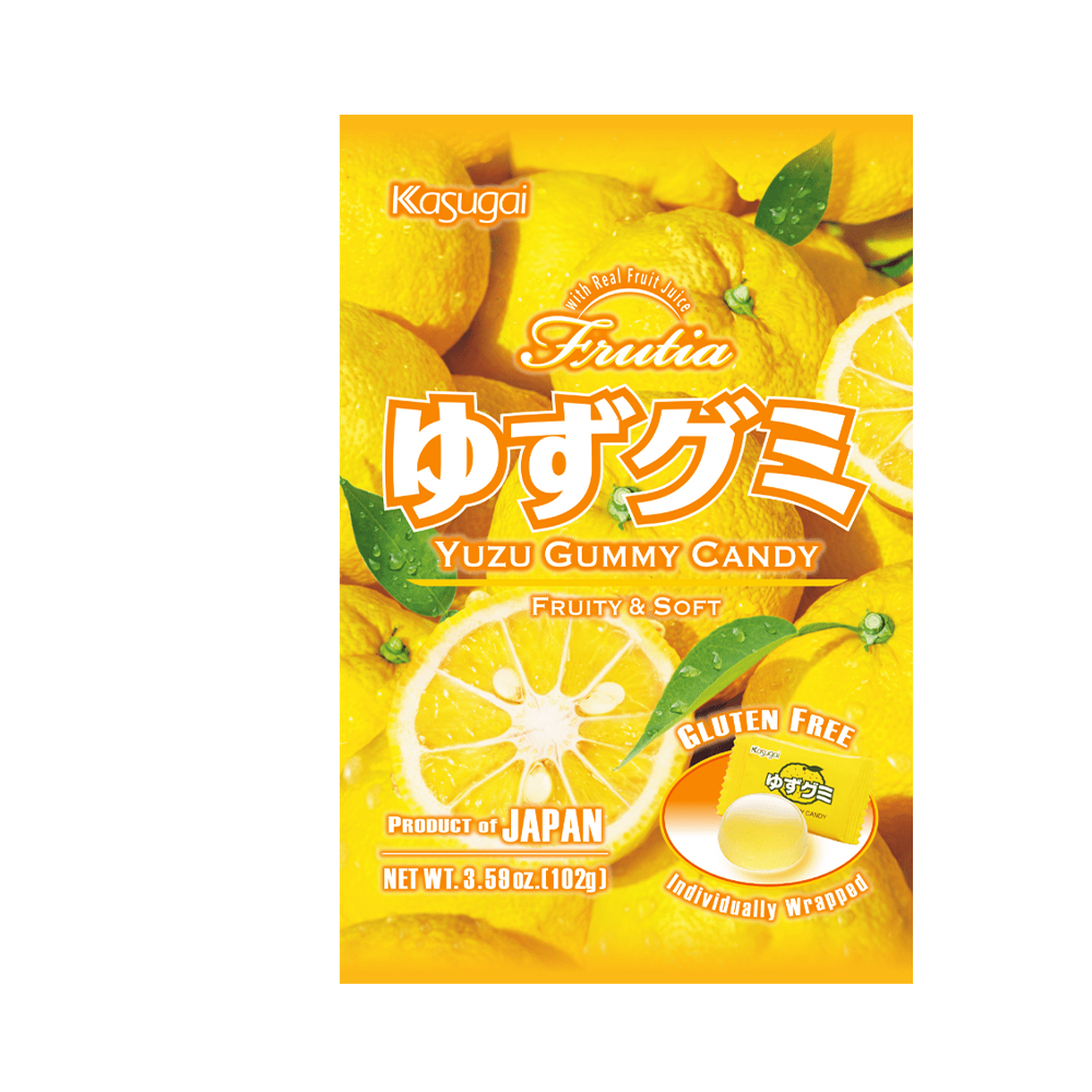 KASUGAI Frutia Yuzu Gummy Candy 102g (Case 24)