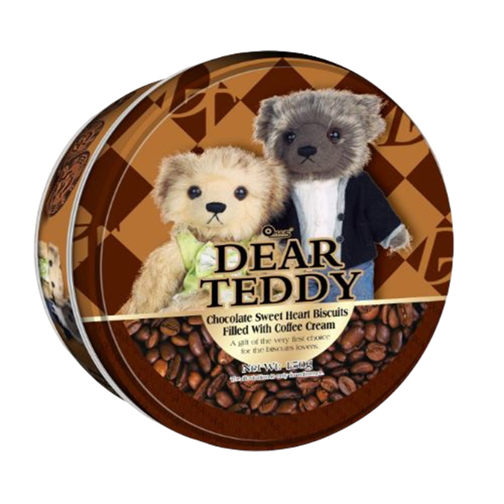 DEAR TEDDY Chocolate Sweet Heart Biscuits Filled with Coffee Cream 150