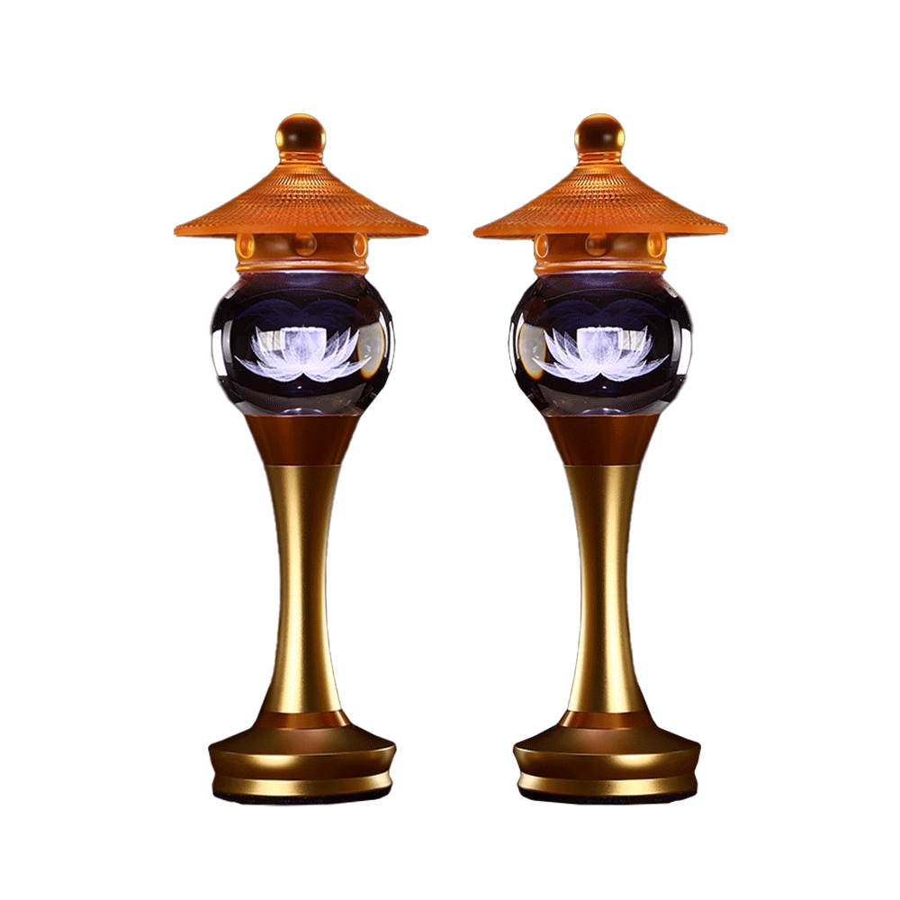 LONGDAN Crystal Compassion Palace Rechargeable Lamp 15 Inches