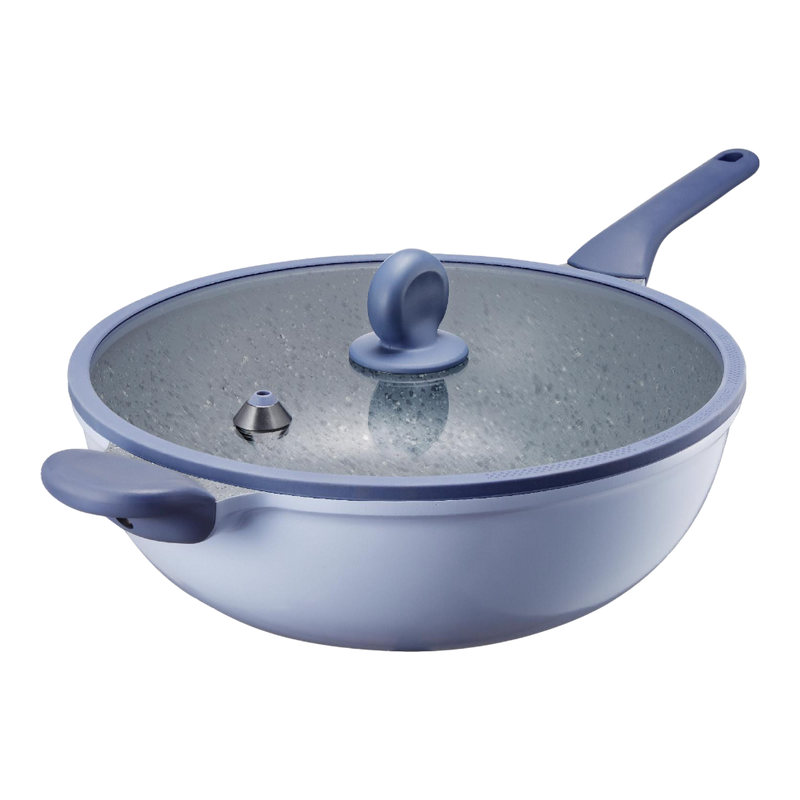 COOKER KING Blue Granite Aluminum Wok Set 34cm (Case 4)