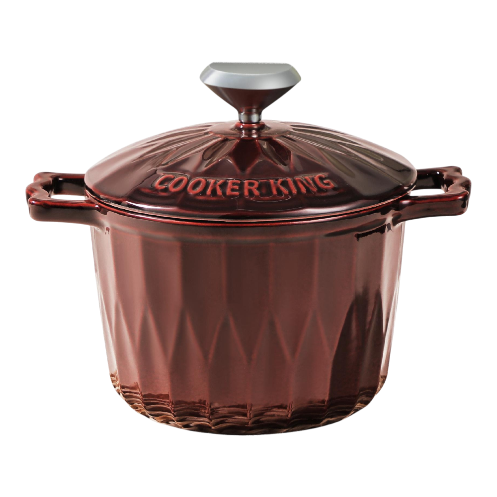 COOKER KING Enameled Cast Iron Casserole - Burgundy 18cm (Case 4)