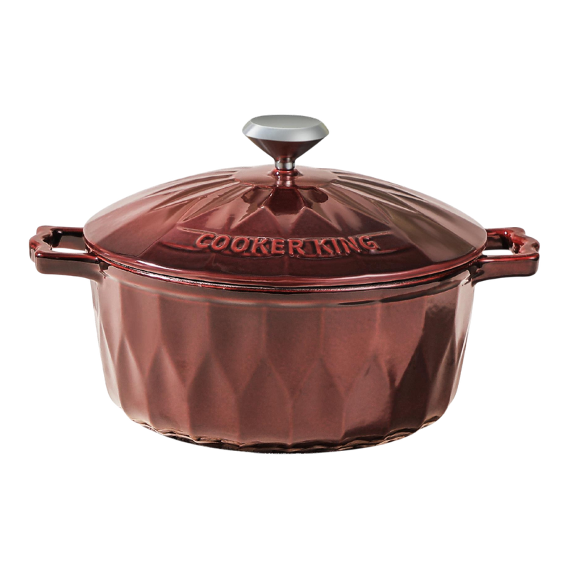 COOKER KING Enameled Cast Iron Casserole - Burgundy 24cm (Case 2)