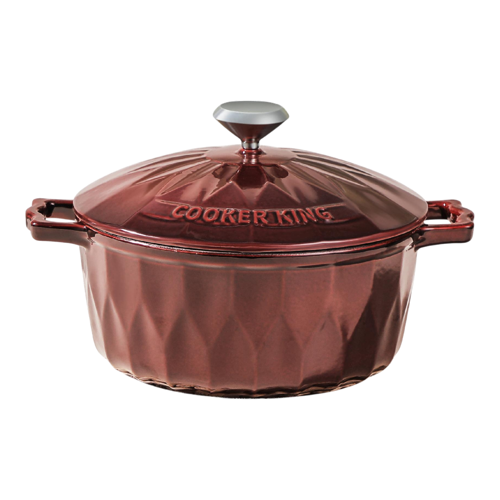 COOKER KING Enameled Cast Iron Casserole - Burgundy 24cm