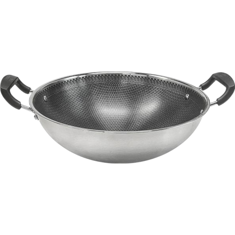 COOKER KING Stainless Steel Double-Handle Honeycomb Wok 40cm (Case 8)