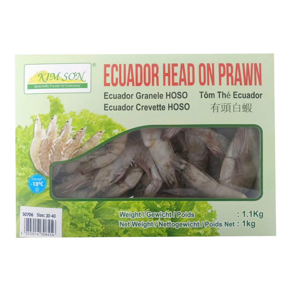 Kim Son Ecuador Head On Prawn 30/40 1kg net (Frozen)