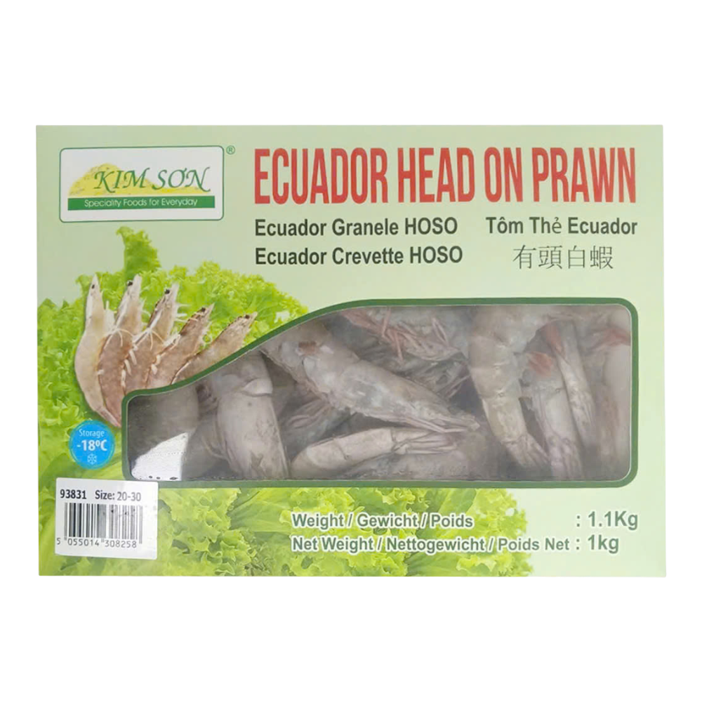 Kim Son Ecuador Head On Prawn 20/30 1kg net (Case 10)
