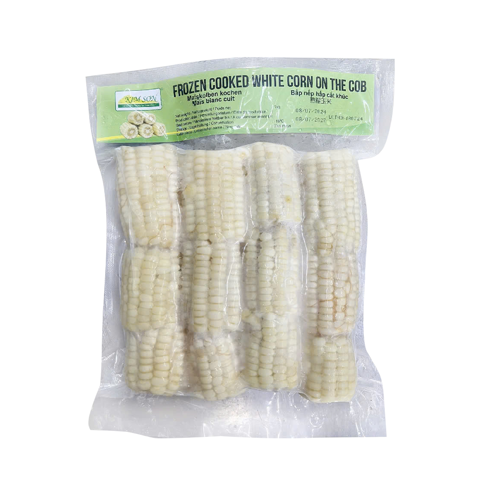 Kim Son Frozen Cooked White Corn On The Cob 1kg (Frozen)