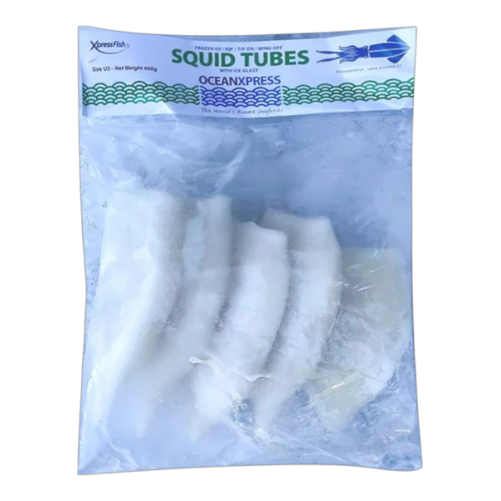 XPRESS FISH IQF Squid Tubes U5 (600g net) 1kg (Frozen)