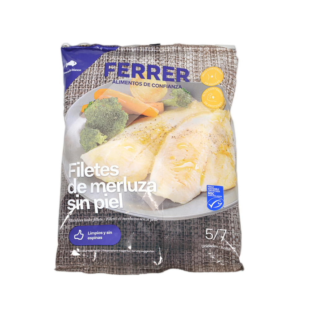 Ferrer Skinless Hake Fillets 600g (Frozen)
