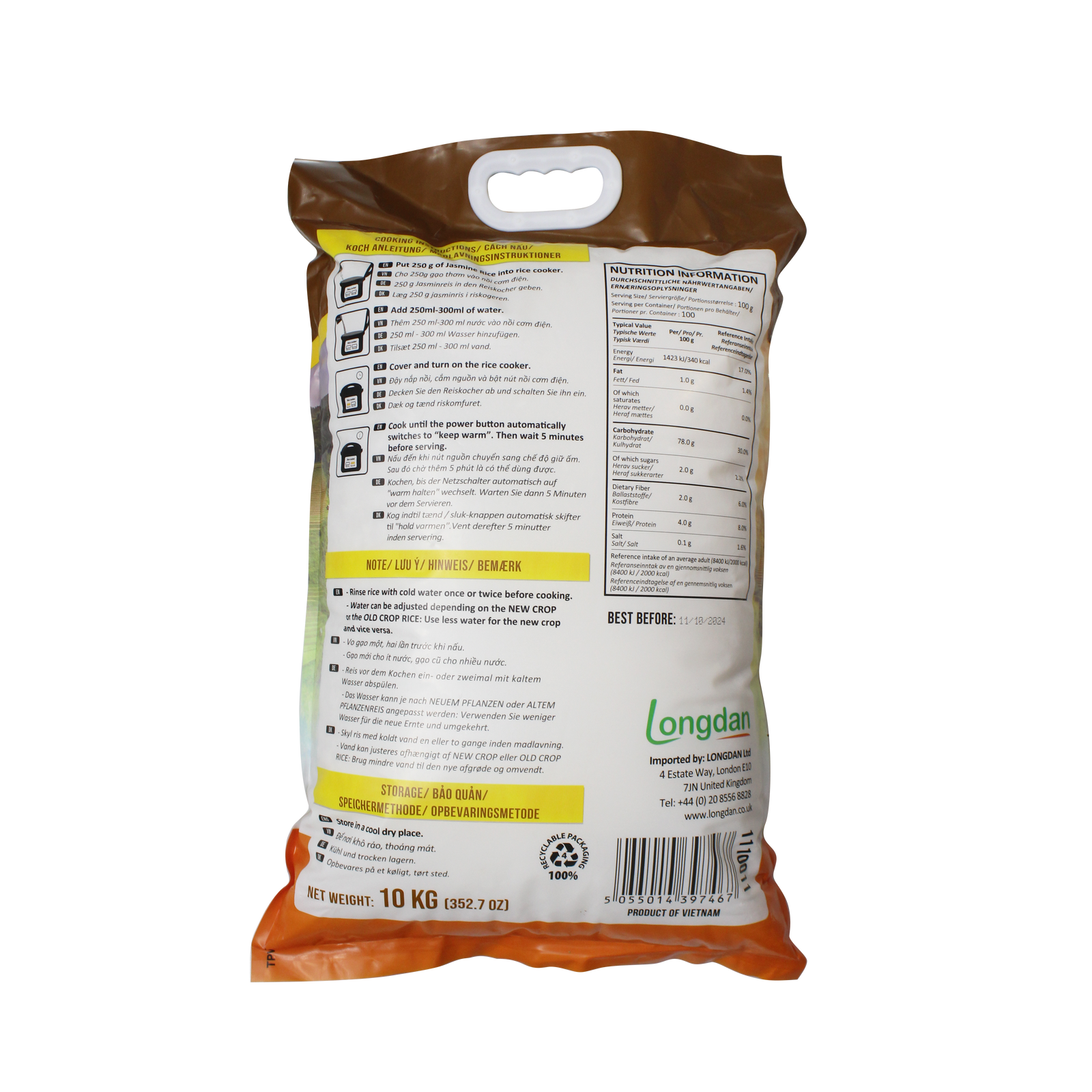 Longdan Premium Jasmine Rice 10kg