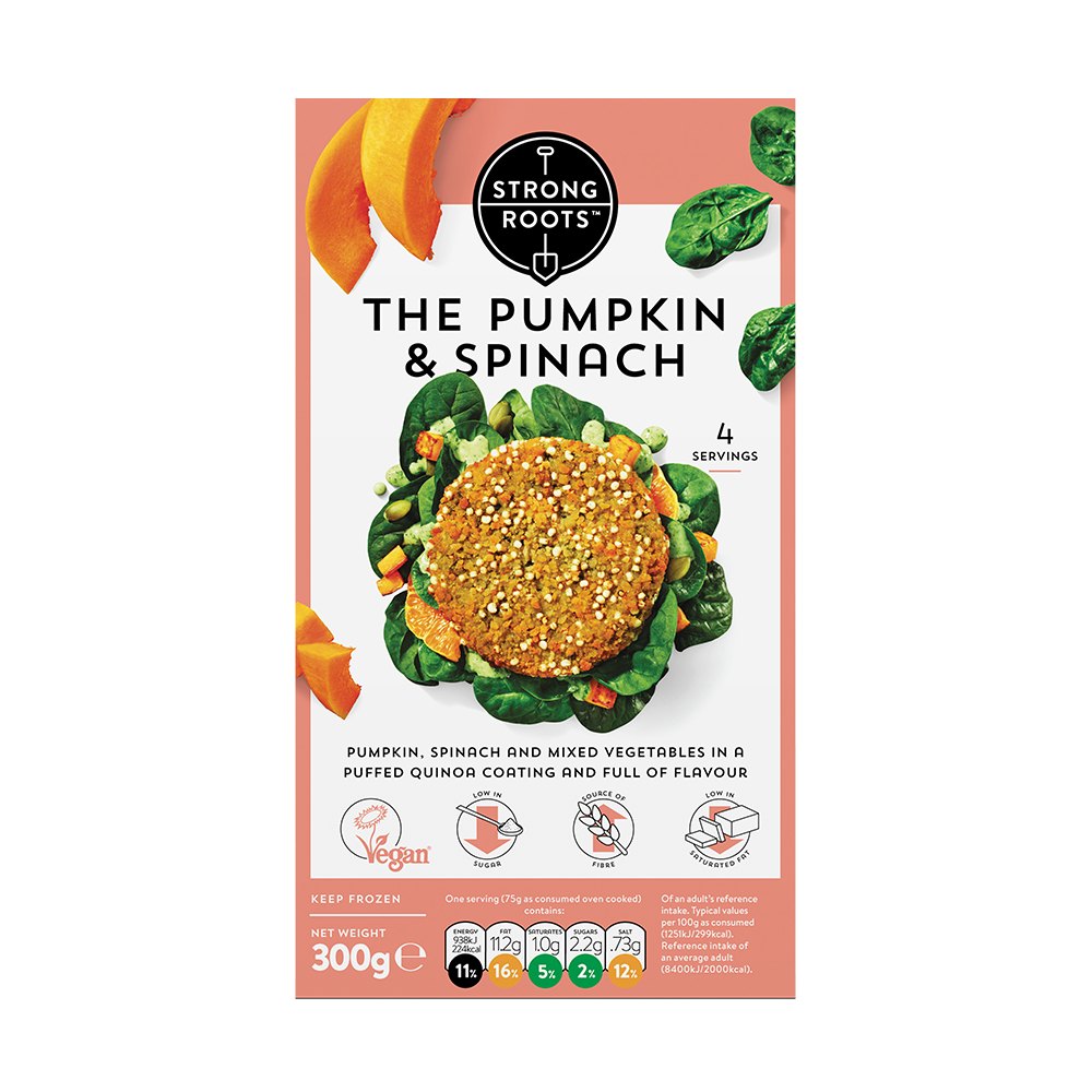 STRONG ROOTS Pumpkin & Spinach Burger 300g (Frozen)