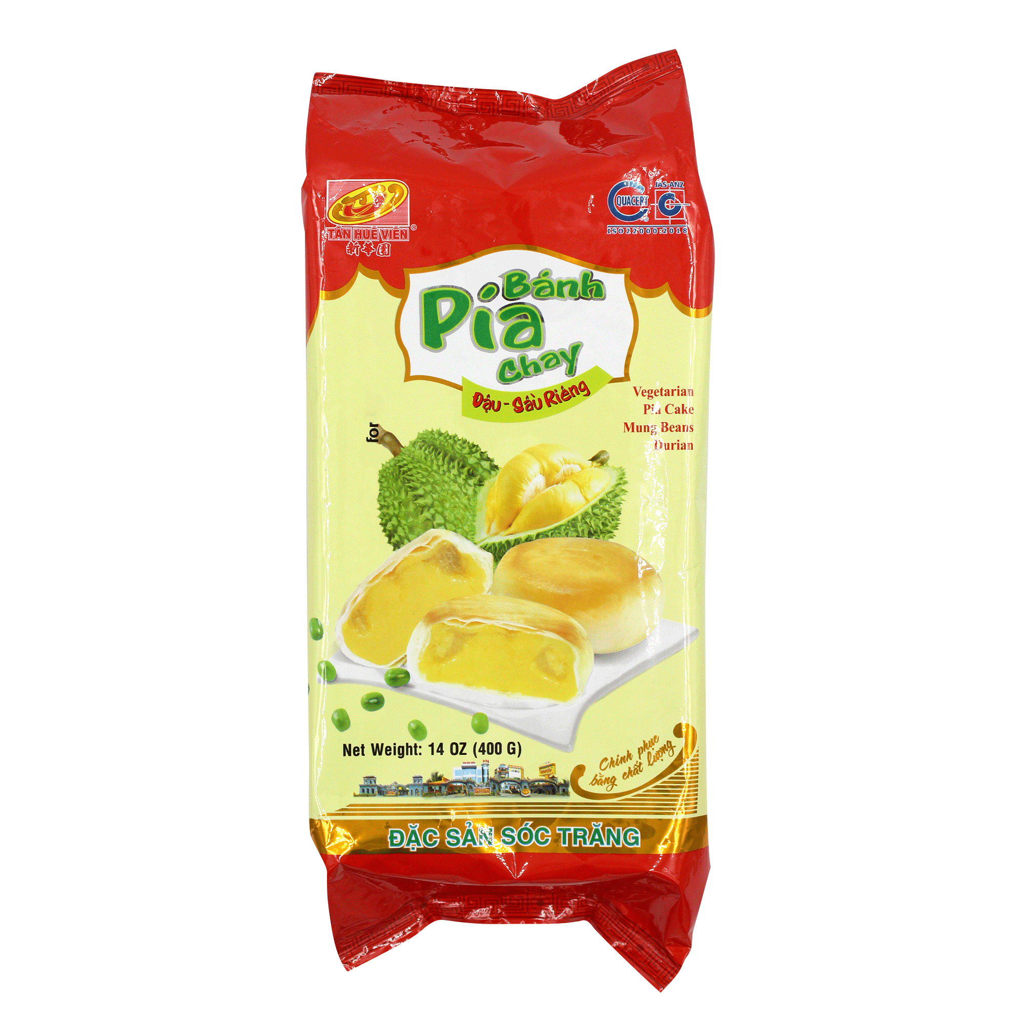 Tan Hue Vien Durian & Mungbean Vegetarian Pia Cake 400g (Bánh Pía) (Fr