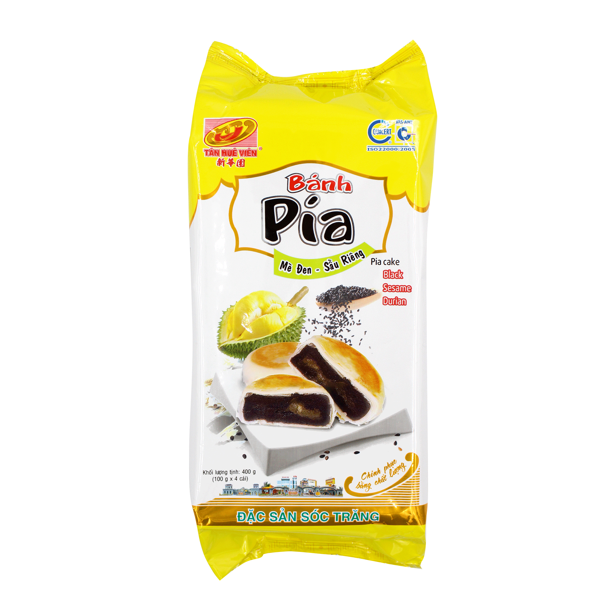 Tan Hue Vien Durian & Black Sesame Vegetarian Pia Cake 400g (Frozen)