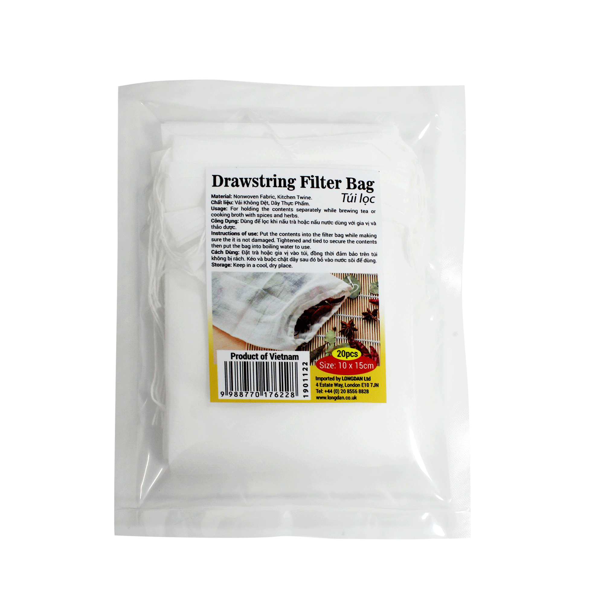 Longdan Drawstring Filter Bag 10cm x 15cm (20pcs)