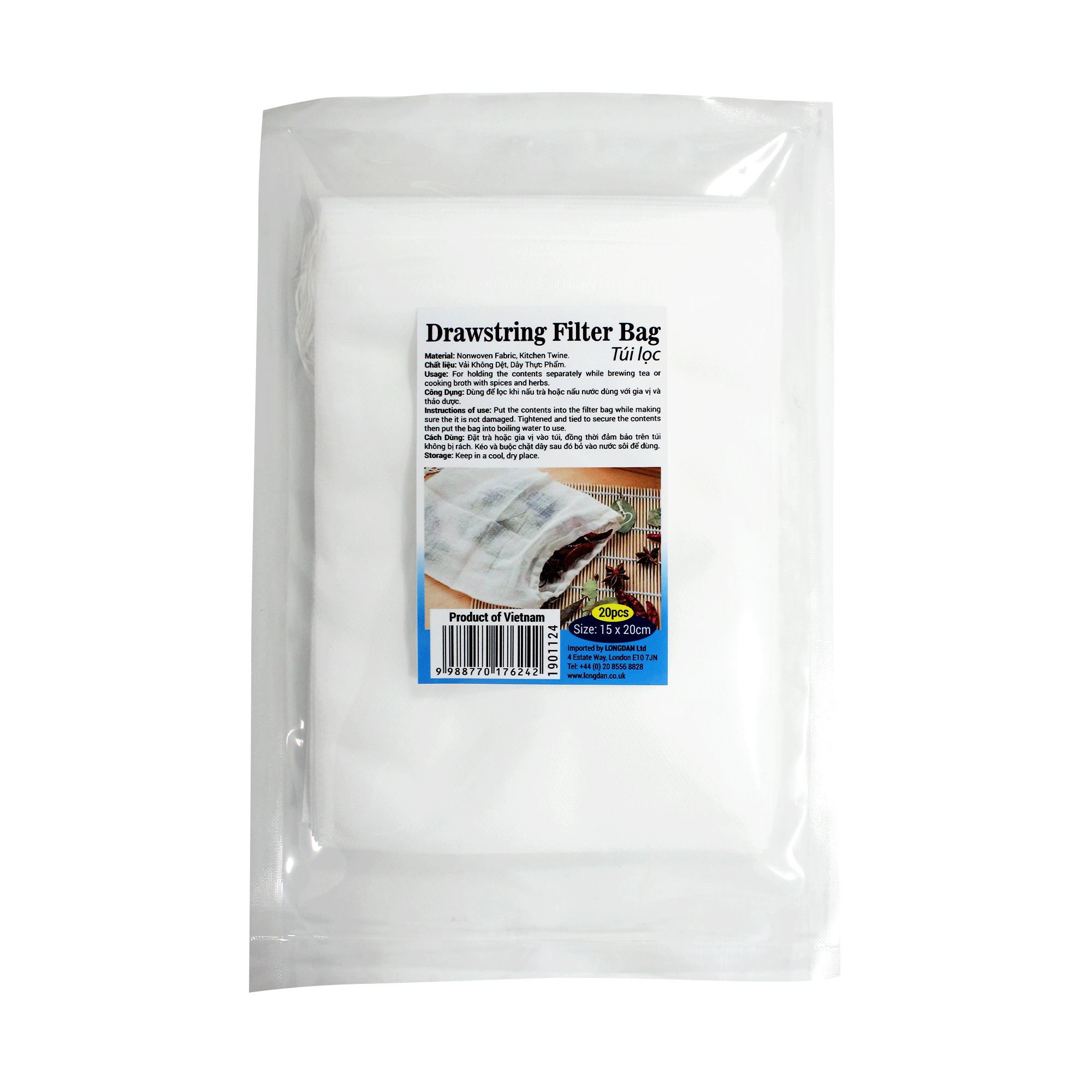 Longdan Drawstring Filter Bag 15cm x 20cm (20pcs)