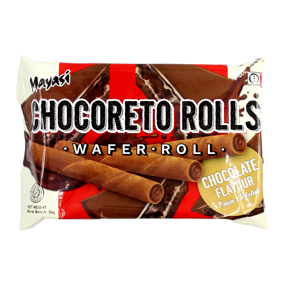 Mayasi Chocoreto Wafer Roll Chocolate Flv 34g