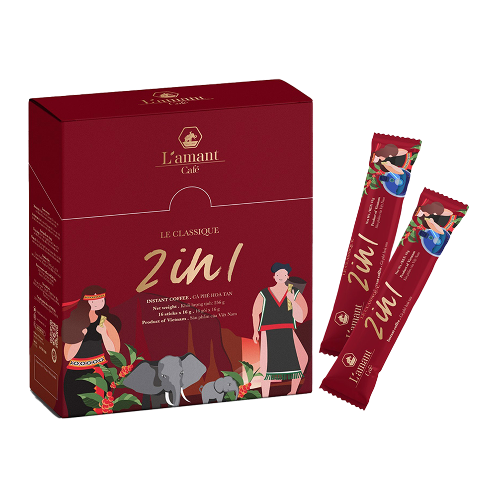 L'amant 2in1 Instant Coffee 256g - Box 16 Sticks