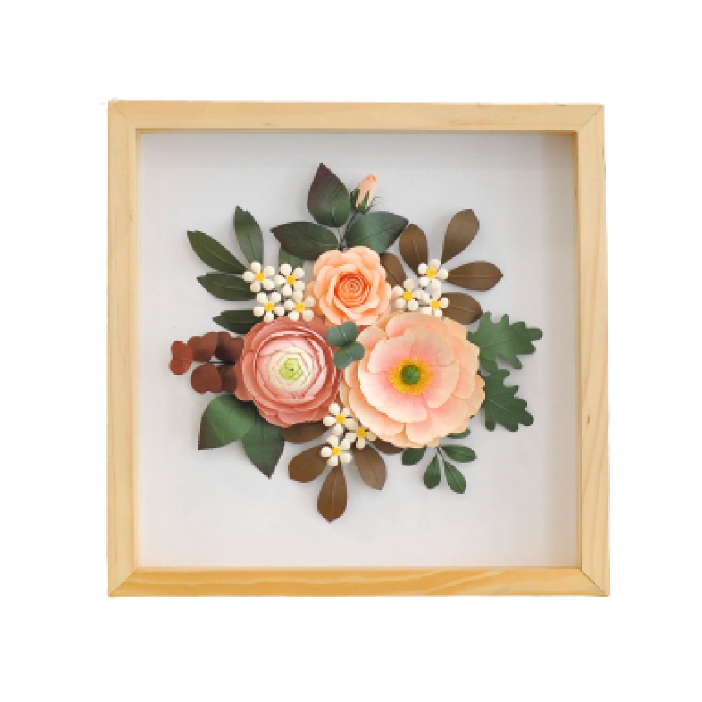Paper Flowers Shadow Box 33x33 - Pretty Girl