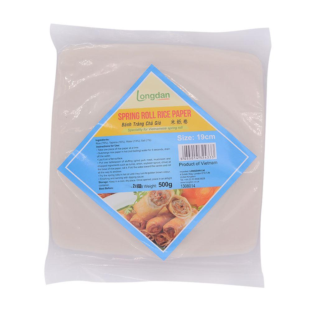 Longdan Spring Roll Rice Paper 19cm (square) 500g (Case 20)